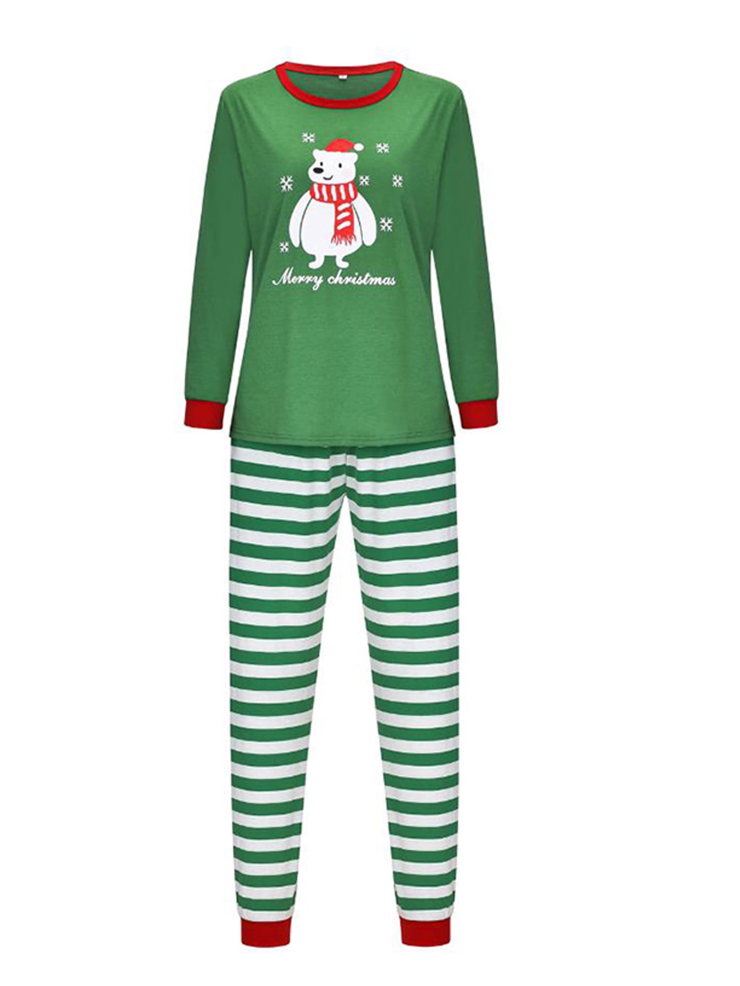 Nituyy Christmas Family Pajamas PJS Set Snowmen Print Striped Sleepwear ...