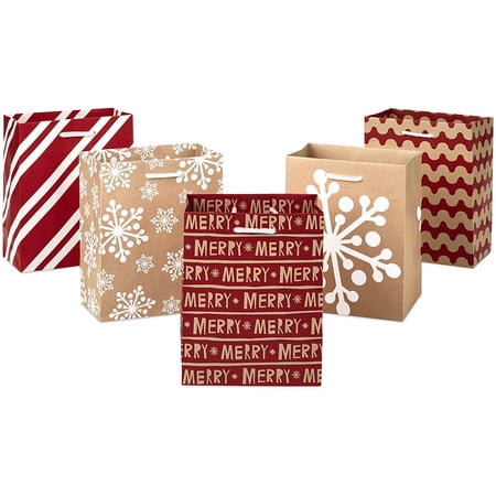Hallmark Holiday Small Gift Bags, Red & Kraft (Pack of 5) | Walmart Canada