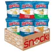 Ruffles Potato Chips, Cheddar & Sour Cream Flavor, 1 oz Bags, 40 Count ...