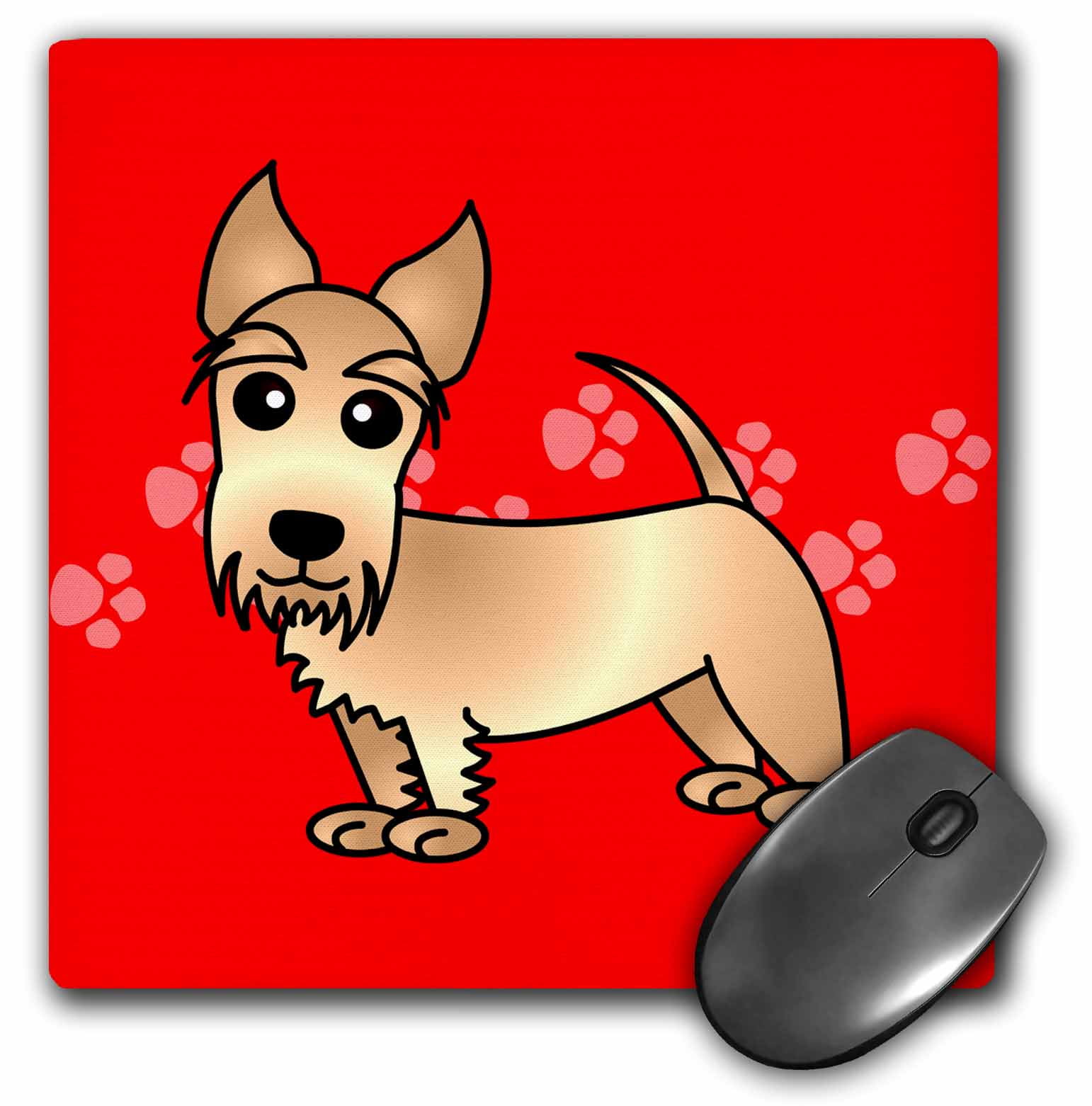 3dRose Cute Wheaten Scottie - Cartoon Dog - Red with Pawprints, Mouse ...