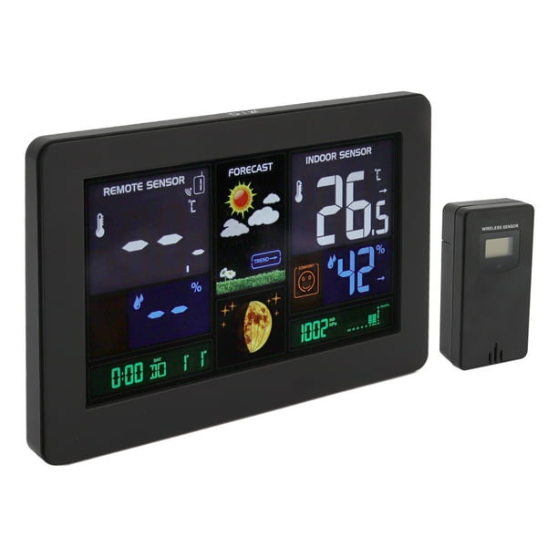 Weather Station, Indoor Outdoor, LED Color Screen Weather Clock Weather ...