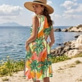 Binienty Palm Tree Pattern Women Plus Size Cute Crew Neck Elegant Party ...