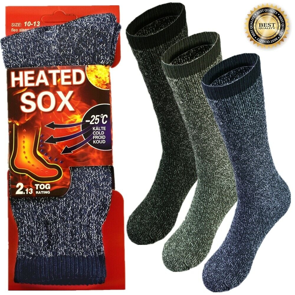 3 Pairs Men Winter Heavy Duty Insulated SOX Heated Thermal Warm Socks ...