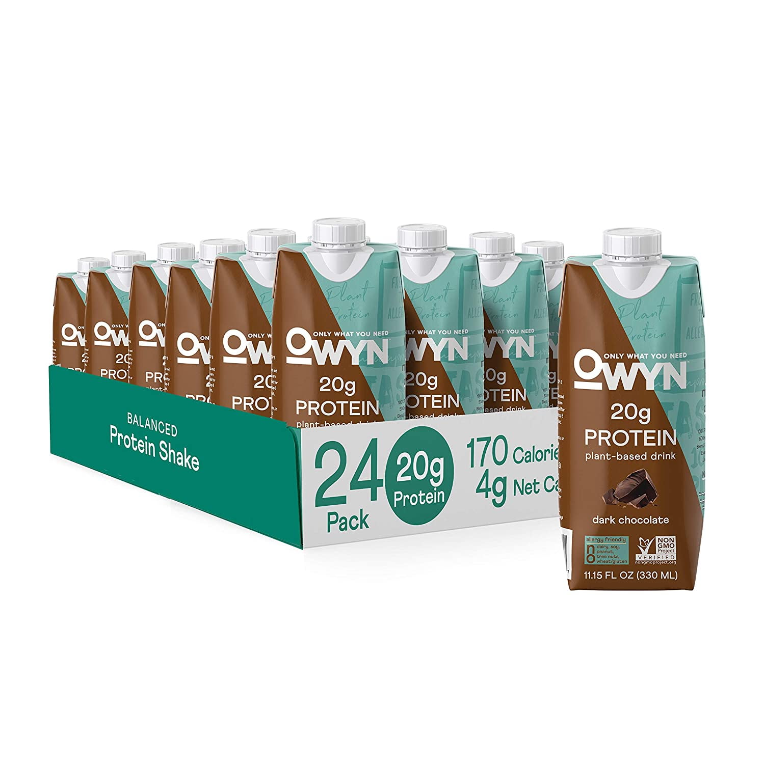 OWYN Plant Based Nutrition Drink, Dark Chocolate, 20g Protein, 11.15 oz ...