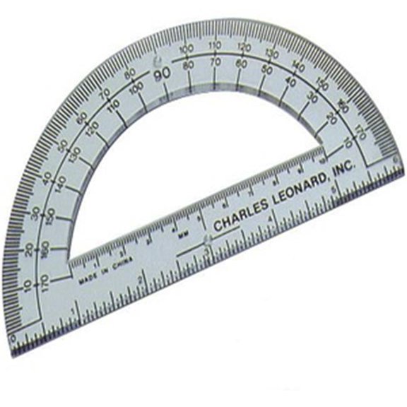 Open Center Protractor, Plastic, 6" Ruler Edge, Clear | Bundle of 5 ...