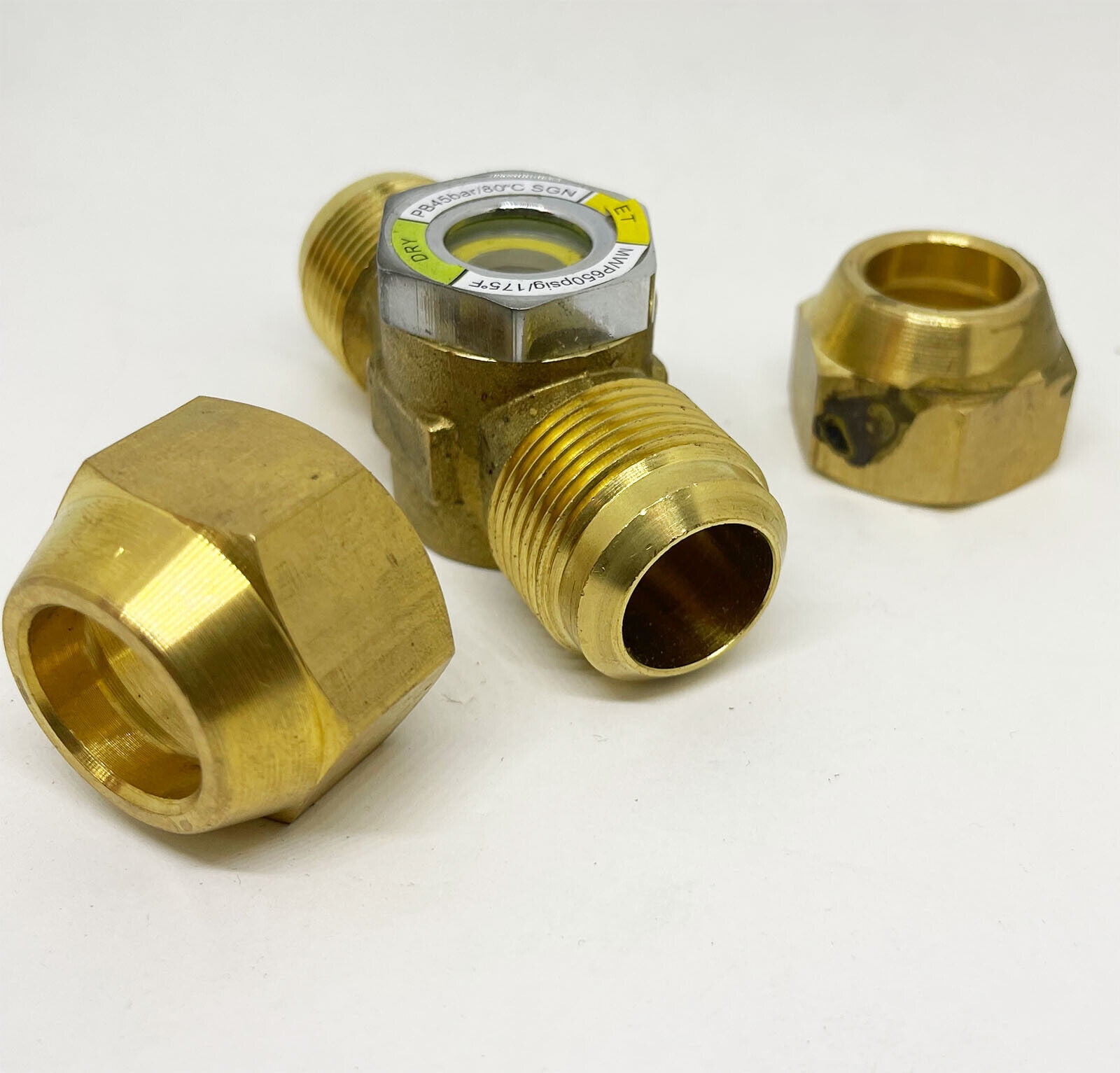 HVAC COPPER LINE SET PIPE FLARING JOINT CONNECTOR W/ SIGHT GLASS 1/4 1/ ...