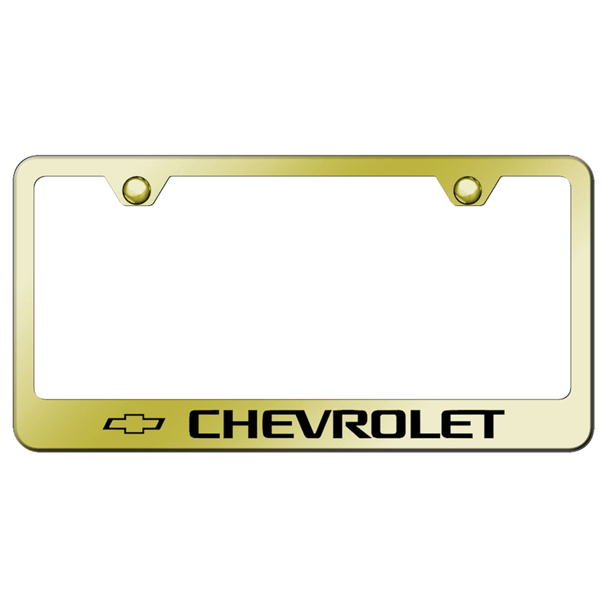 Chevy Laser Etched Logo Stainless Steel License Plate Frame (Gold ...