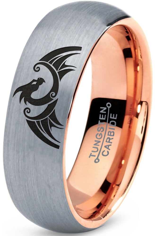 Tungsten Dragon Dragons Fire Breather Folklore Band Ring 7mm Men Women ...