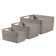 Simplify 2-Tone Decorative Large Storage Basket in Black - Walmart.com