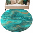 Abstract Blue Fluid 5' Round Rug for Dining Table for 4 People Under ...