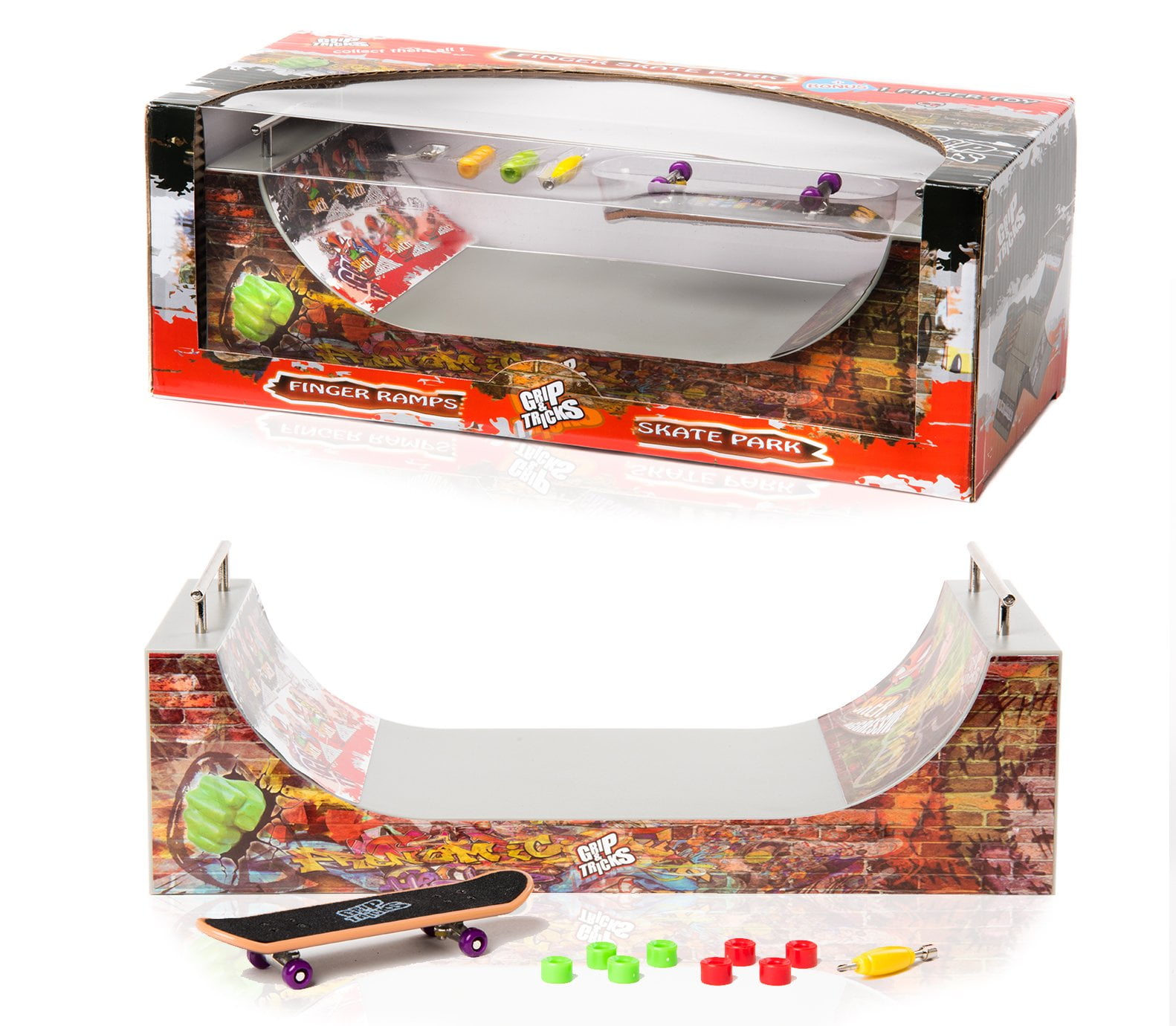 Grip & Tricks - RAMPS FOR FINGER SKATE - HALFPIPE SLIDER with 1 ...