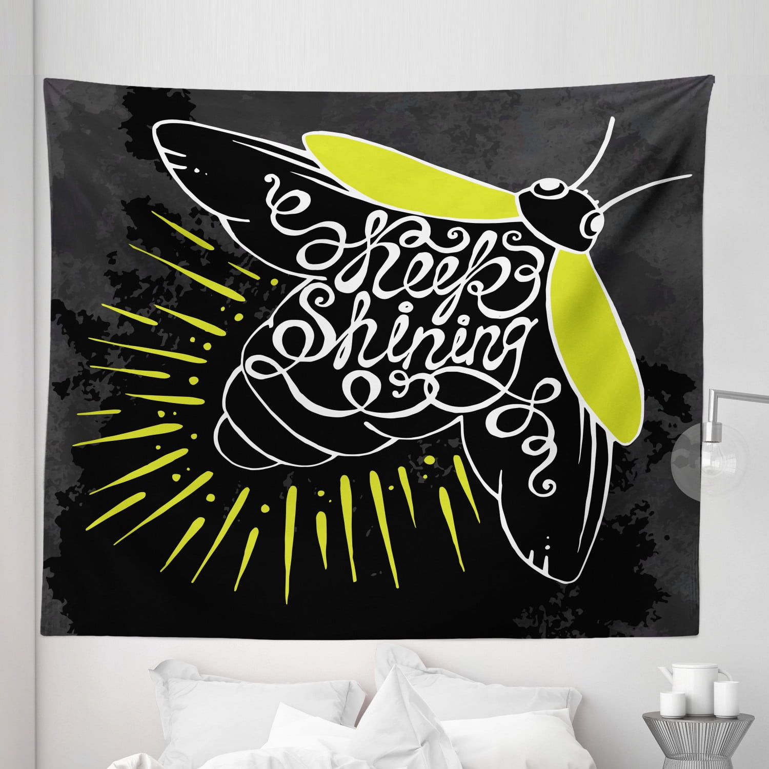 Firefly Tapestry, Beetle with Keep Calligraphy on the Wings Motivation ...