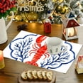 7 Piece Linen Table Runner and Placemats Set, Red Lobster Blue Frame ...