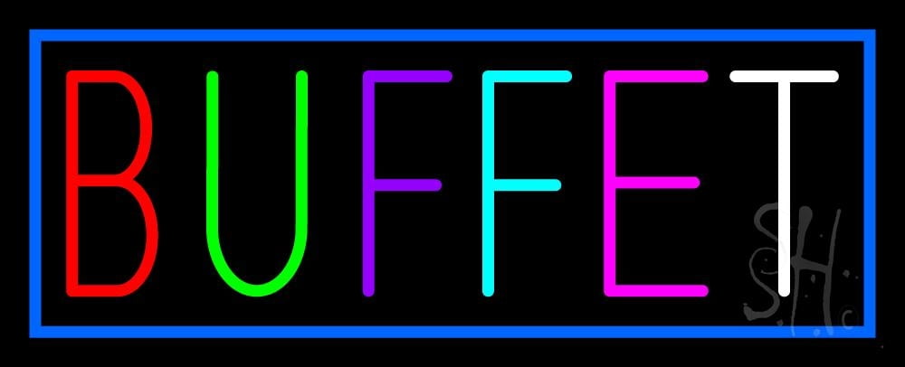 Multicolored Buffet LED Neon Sign 13 x 32 - inches, Black Square Cut ...