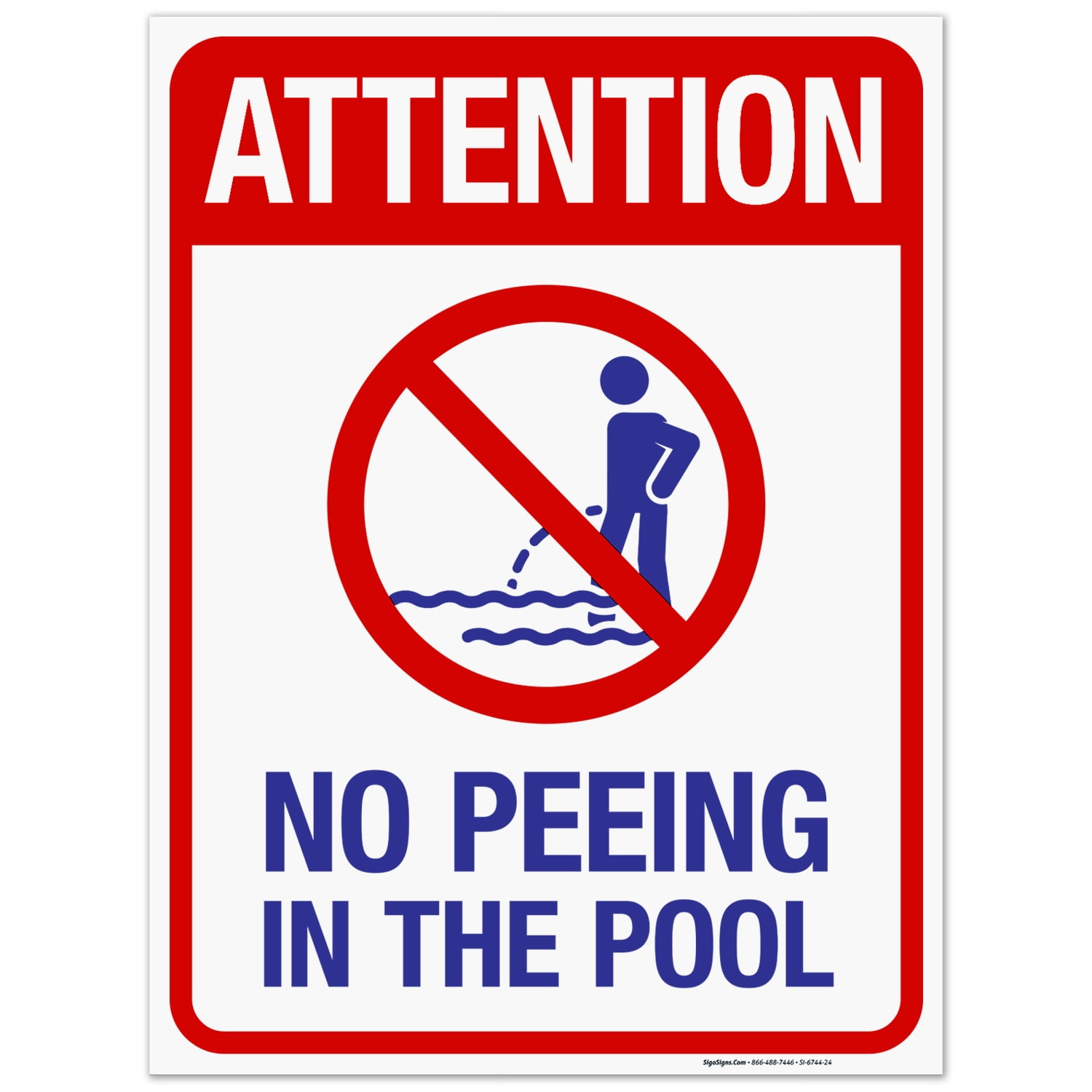 Attention No Peeing In The Pool Sign, Pool Sign, 10x10 Vinyl Sticker ...