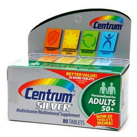 Centrum Silver Multivitamin/Multimineral for Adults 50+, Tablets 80 ea ...