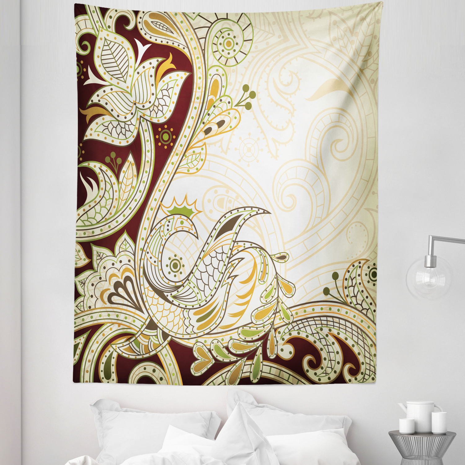 Ethnic Tapestry, Oriental Floral Leaf Pattern with Middle Eastern ...