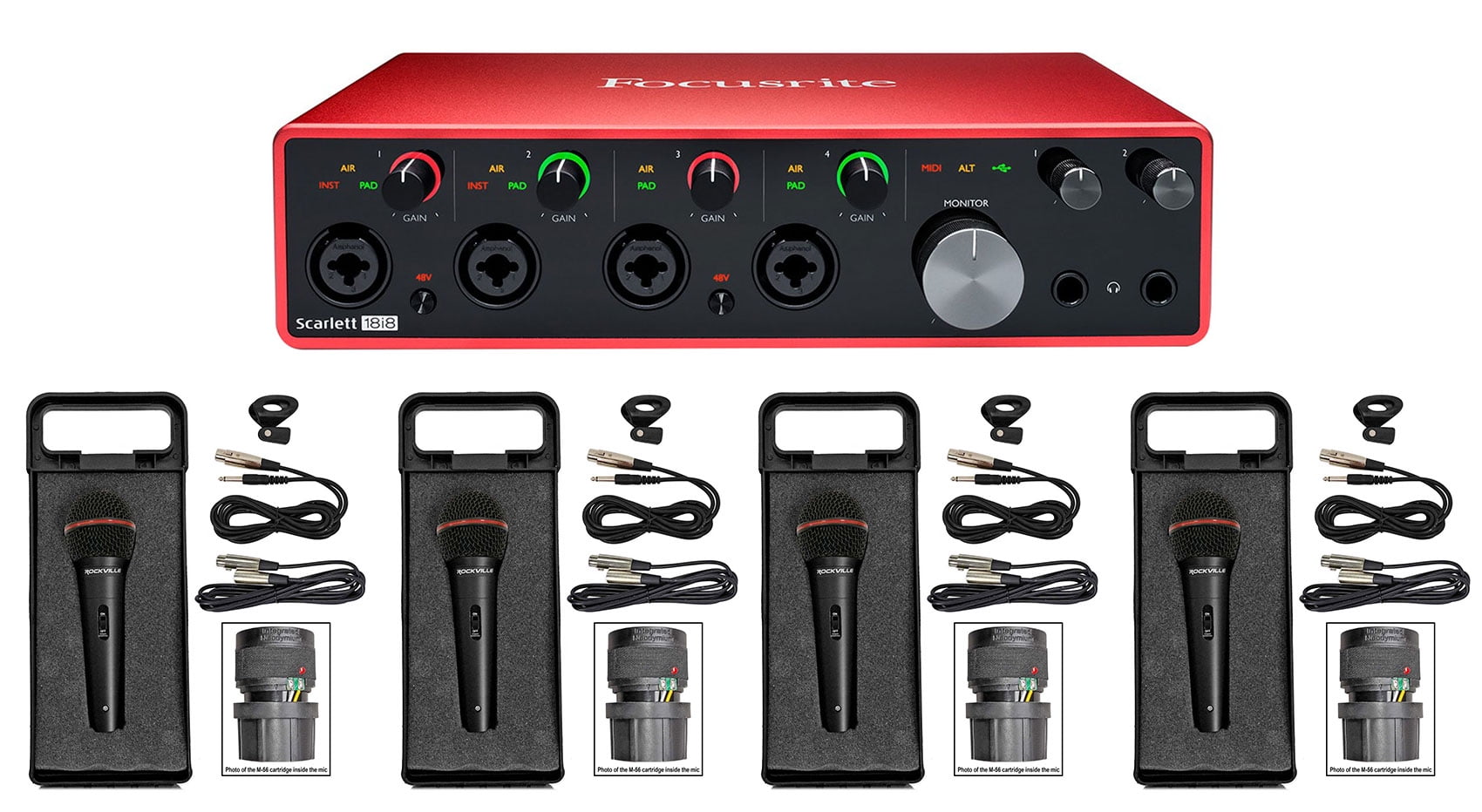 Focusrite Scarlett 18i8 3rd Gen 18-in, 8-out USB audio interface+(4 ...
