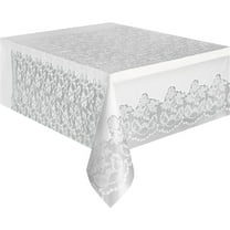 White Plastic Lined Paper Party Tablecloth, 108 x 54in - Walmart.com