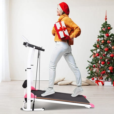 Foldable Manual Walking Treadmill with Sit-up Function, No Need to Plug ...