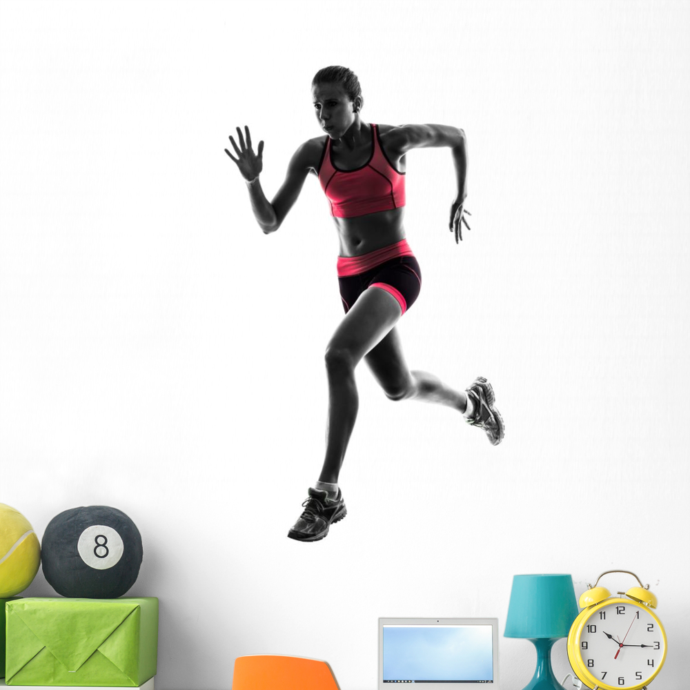 Woman Runner Running Jogger Wall Mural by Wallmonkeys Peel and Stick ...