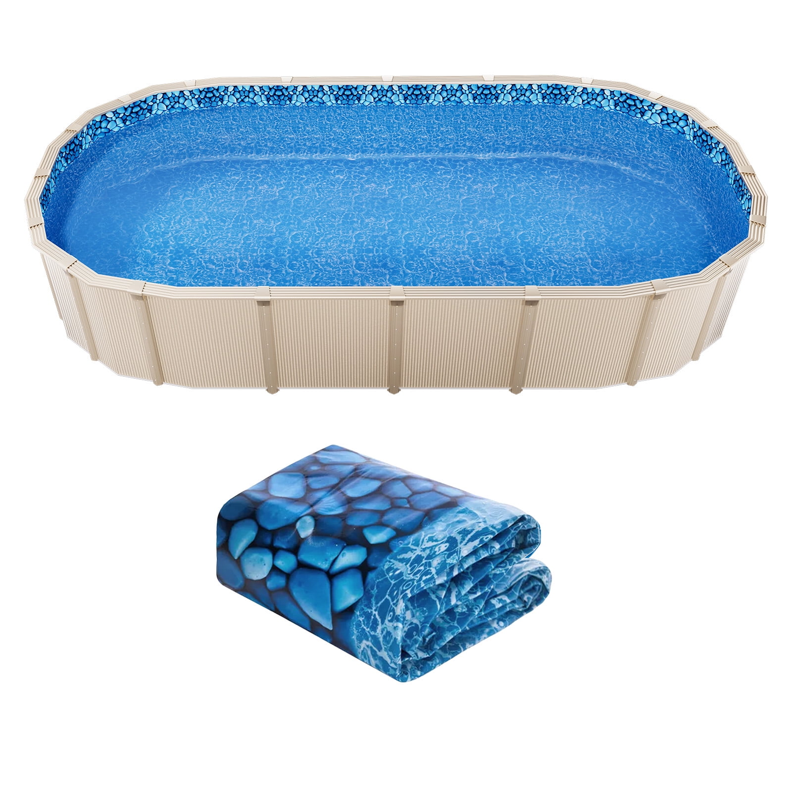 Click here for Kffkff 18-Foot-By-33-Foot Oval Pool Liner For Over... prices
