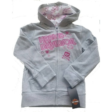 Harley-Davidson Girls' Pink Glitter Skull Hoodie, Little Girls Size 5 - Walmart.com