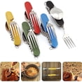6-in-1 Multi-Function Camping Flatware Utensil Folding Knife Cutlery ...