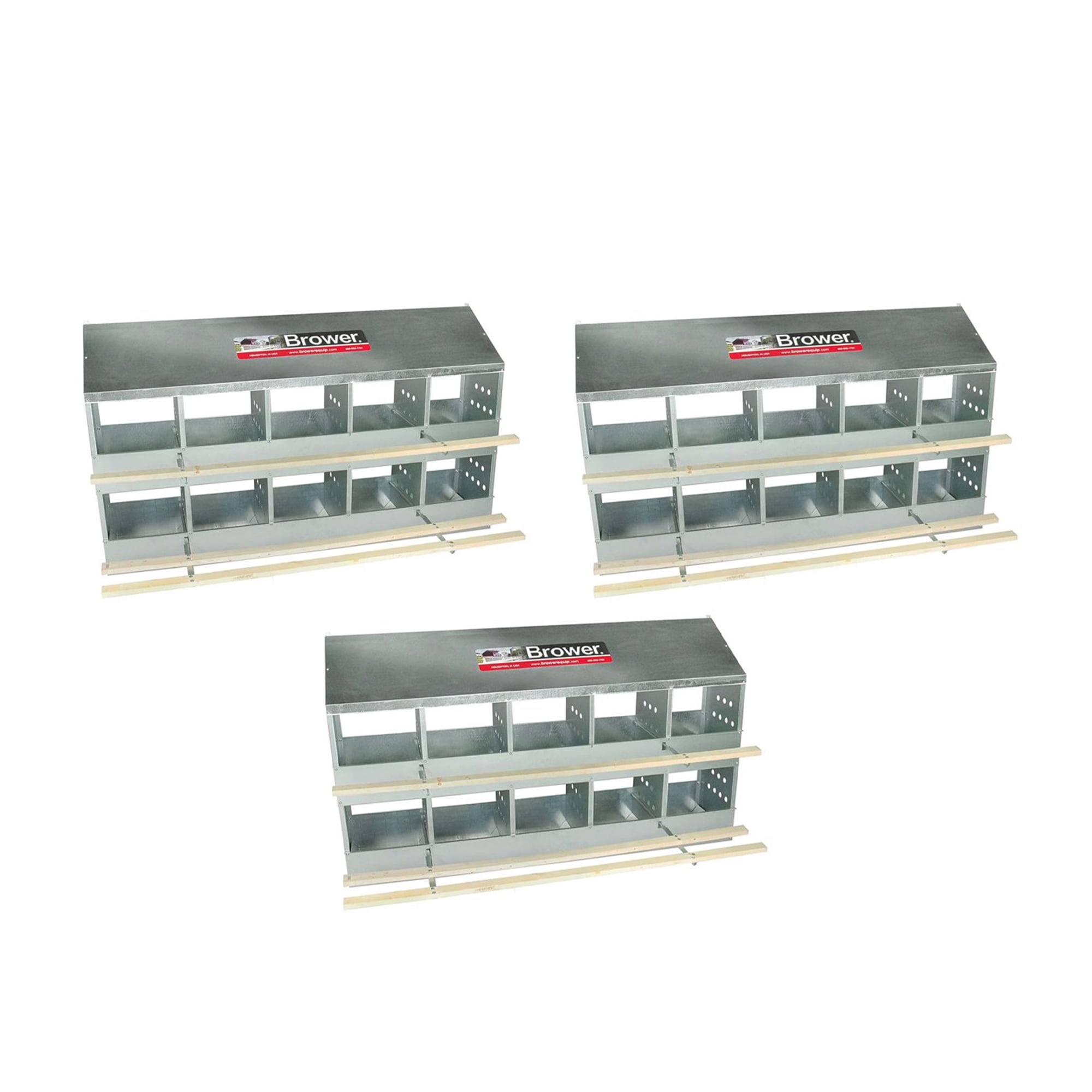 Brower Galvanized Steel 10 Hole 50 Bird Nest Chicken Brooding Box (3 ...
