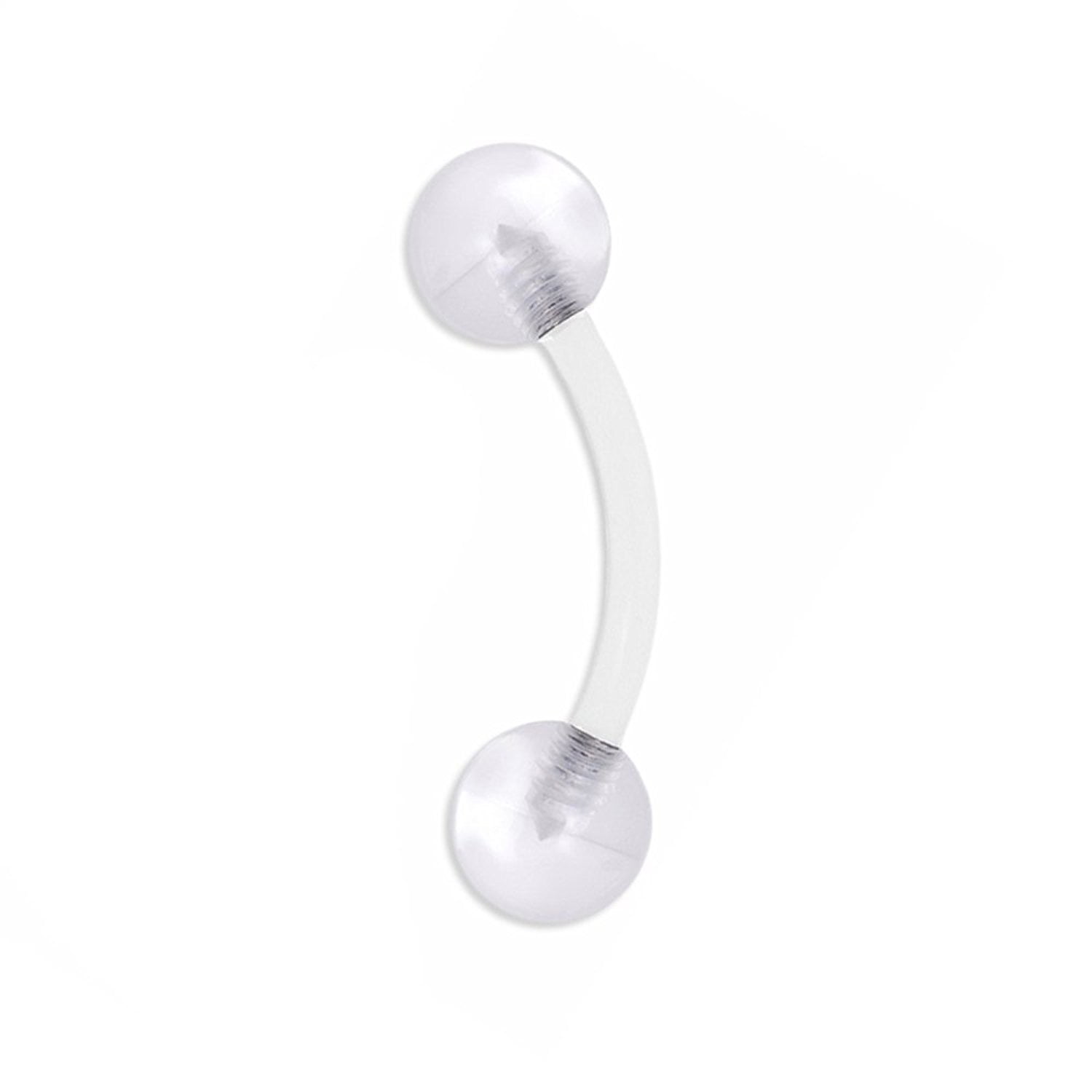Curved Retainer With Clear Screw On Balls 16g (1.2mmx8mmx2mm) 1 Piece ...
