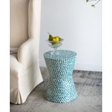 CC Home Furnishings Tapered Round Capiz Shell Inlay Accent Stool - 19. ...