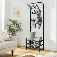 HOMCOM Shoe Bench and Coat Rack Set for Entryway Hallway, White ...