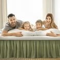 Unique Bargains Polyester Ruffled Bed Skirt with 16" Drop Queen Olive ...
