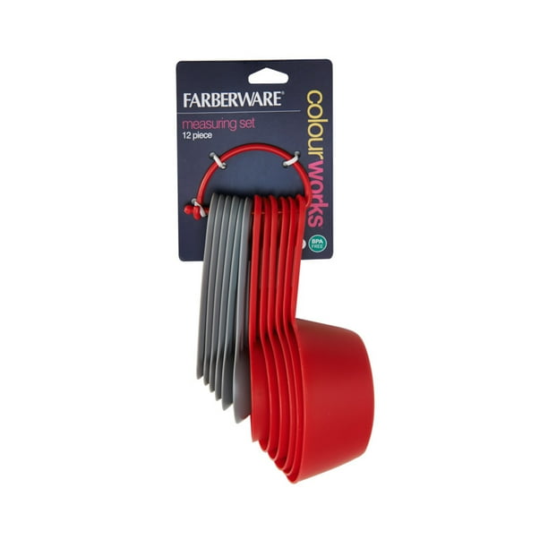 Farberware Measuring Cups and Spoons Set, 12 Piece, Red Gray - Walmart.com