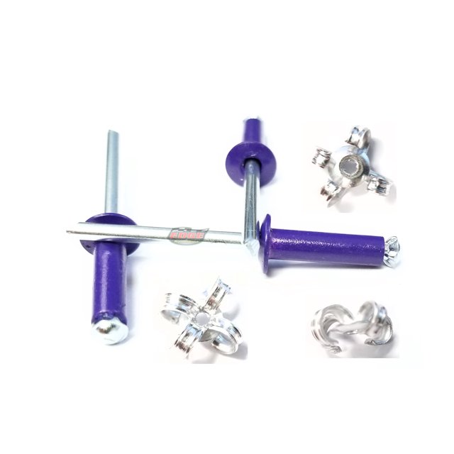Purple 3/16" Pop Rivets Aluminum Small Head Exploding Banana Peel Back ...