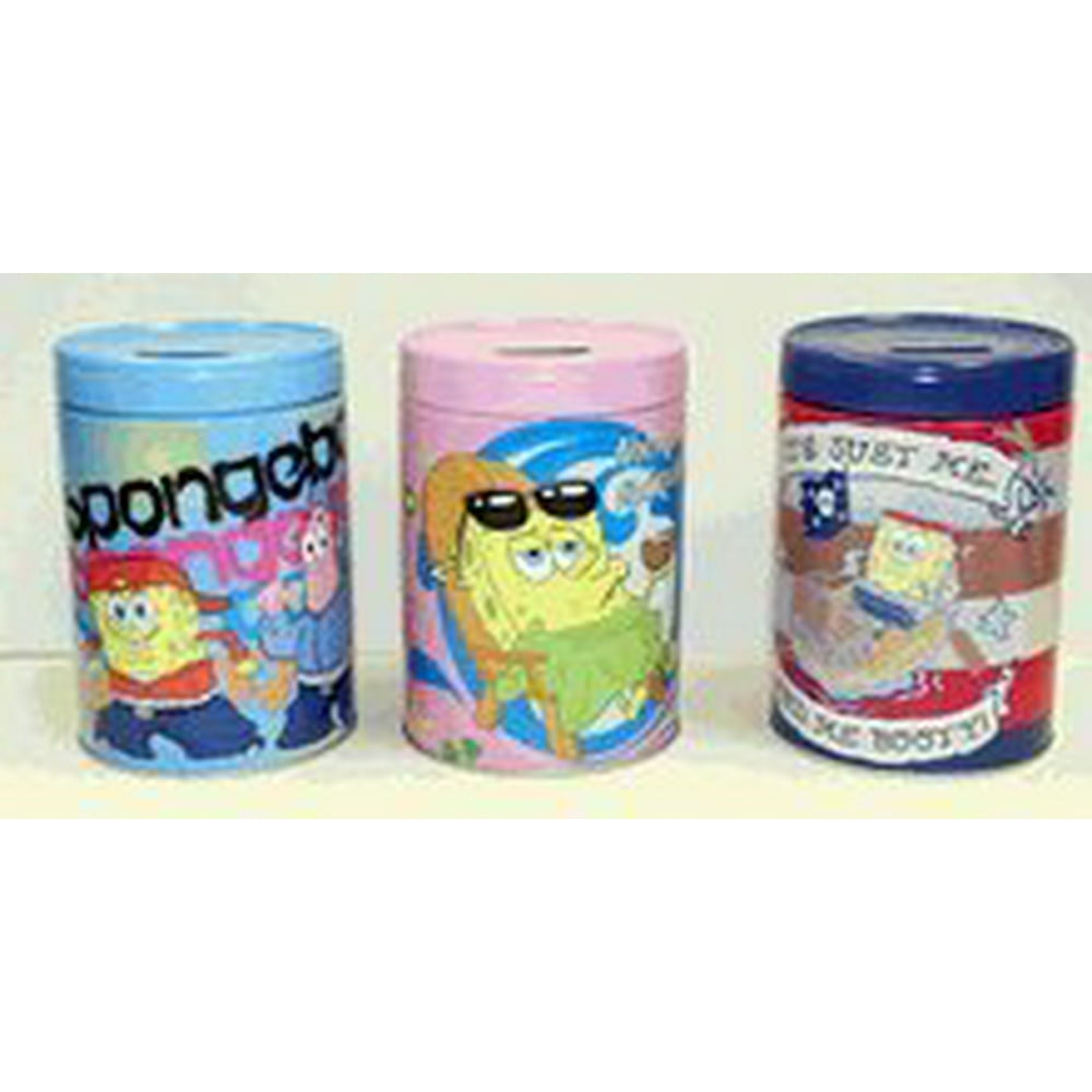 Round Coin Bank - Spongebob Squarepants - Set Tin Box NewToys 245207 ...
