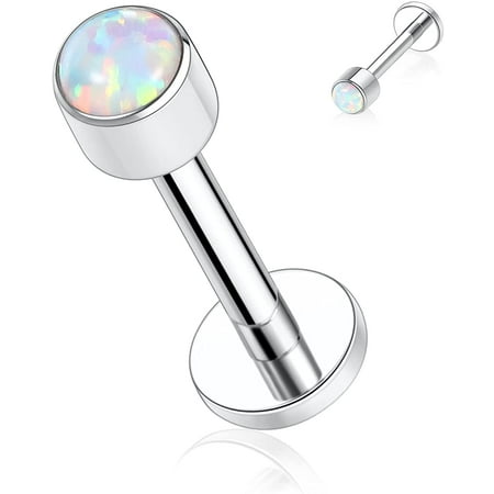 FFIY G23 Titanium 16G 6/8/10mm Clear CZ/Opal Internally Threaded Labret ...