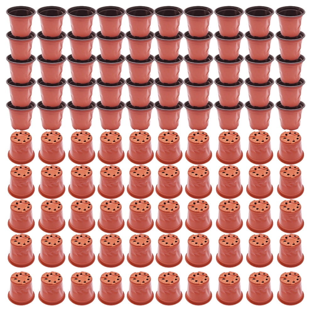 100 Pcs 5" Plastic Plant Pots Flower Plant Nursery Seedlings Pot ...