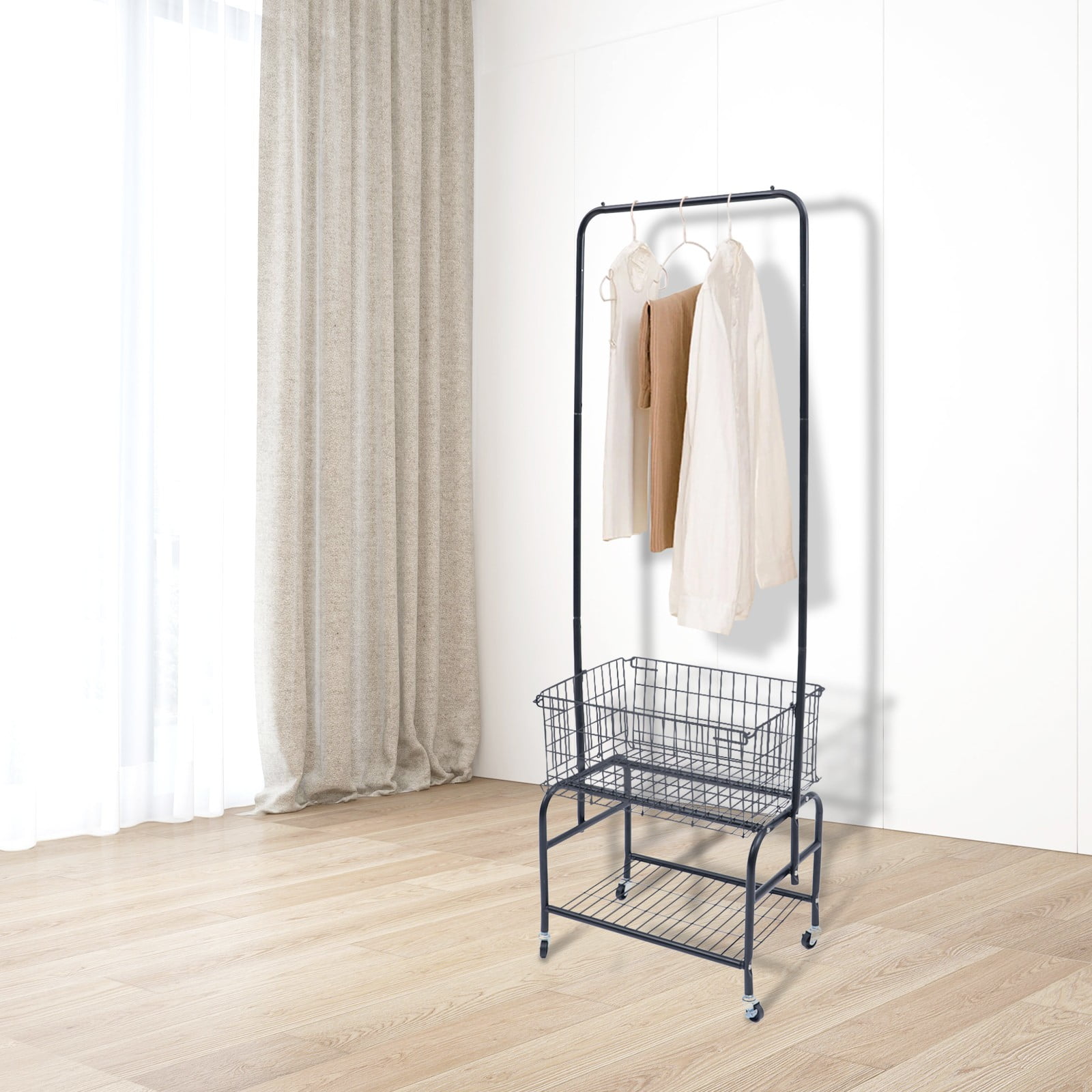 Loyalheartdy Black Freestanding Clothing Rack, Stainless Steel Garment ...