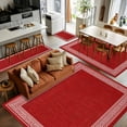 Red Geometric 4x6 Area Rugs, White Greek Key Design Burlap Modern Art ...