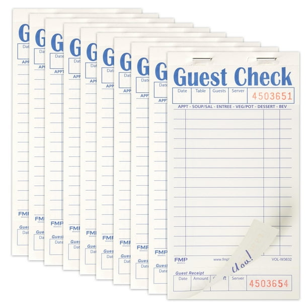 Chequeras Guest Check Books de marcas FMP para servidores, 500 hojas ...