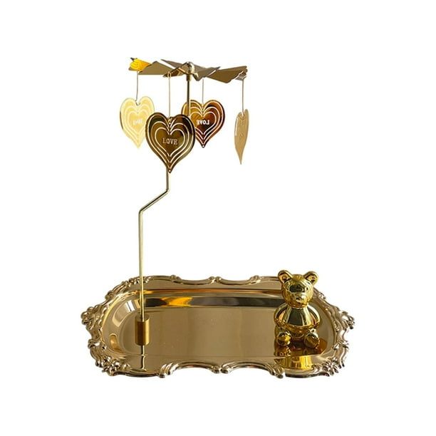Tnarru Rotating Candle Holder with Tray Rotating Candlestick Dining ...