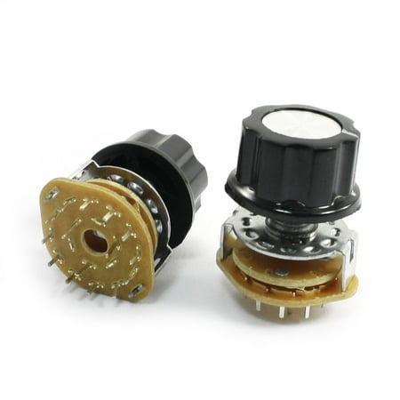 3P4T 3-Pole 4-Position 9mm Thread 6mm Knurled Shaft Selector Rotary ...