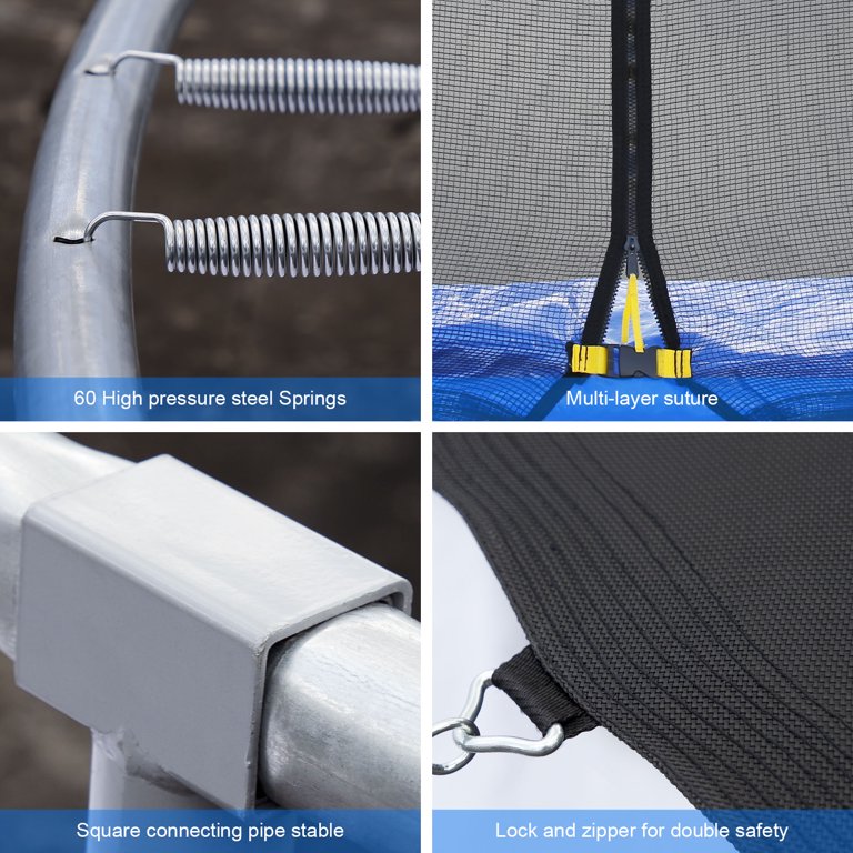 SKONYON 10 FT Trampoline With Safe Enclosure Net, 661 Lbs, 05/03/2023
