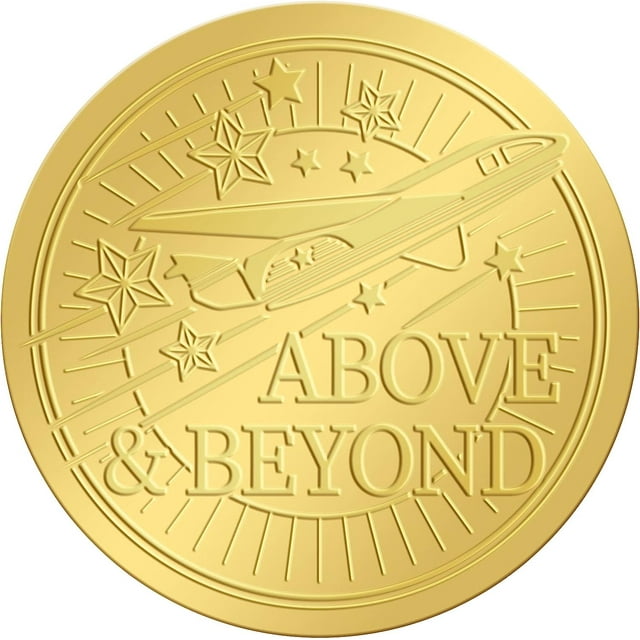 2 Inch Gold Embossed Envelope Seals Stickers Above Beyond 100pcs Round ...
