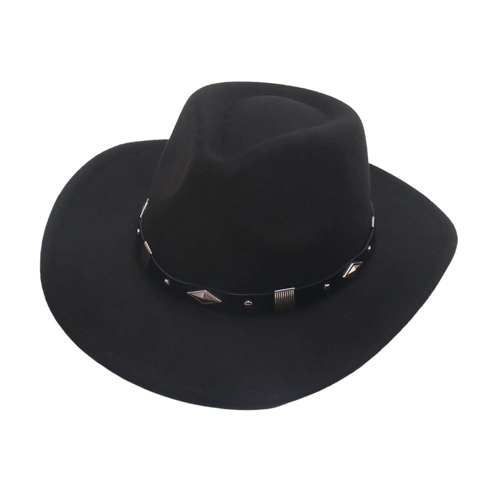UDIYO Bowler Hat with Belt Buckle Western Style Love Top Broadside Wide ...