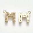 20pcs Brass Cubic Zirconia Letter Clear golden Letter.M 10x9x1.5mm Hole ...