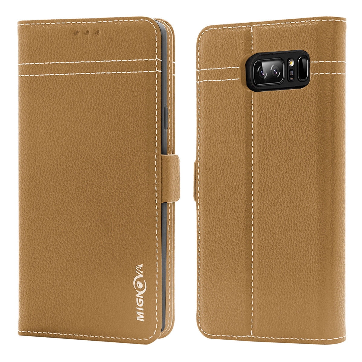 Samsung Galaxy Note 8 case, Mignova Genuine Leather Case Flip Folio ...