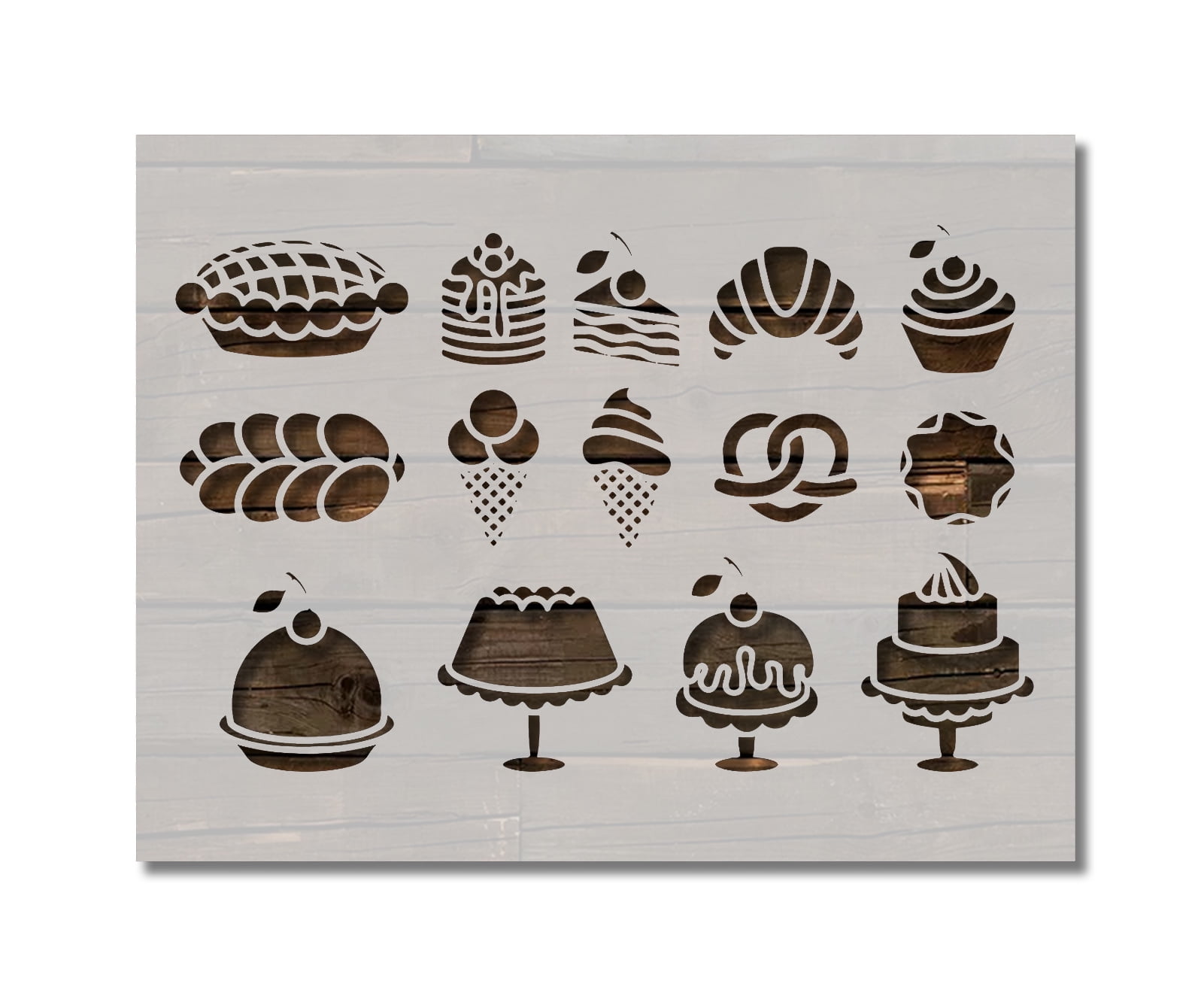 Baked Goods Dessert Pie Cake Ice Cream Stencil Template Reusable 8.5 x ...