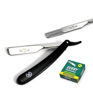 Shavette Straight Shaving Razor with Blades, Barber Use, 100 Derby ...